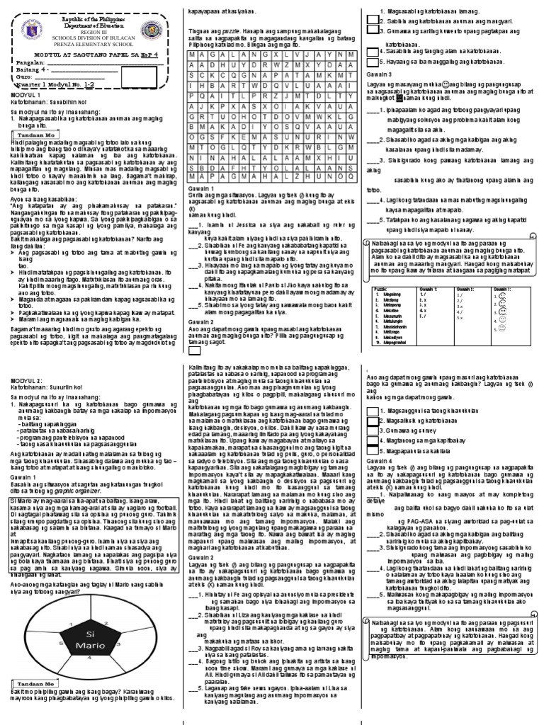 Q1 LAS EsP4 WEEK 1 2 | PDF