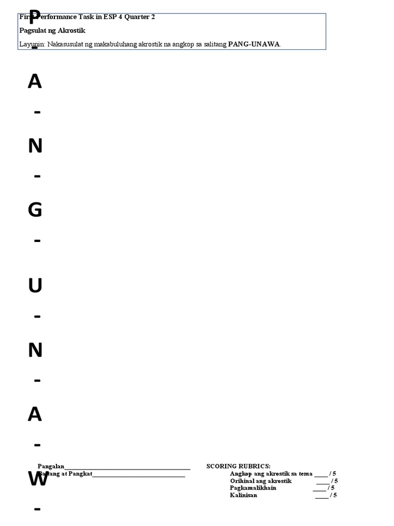 1st Performance Task in EsP4 Q2 | PDF