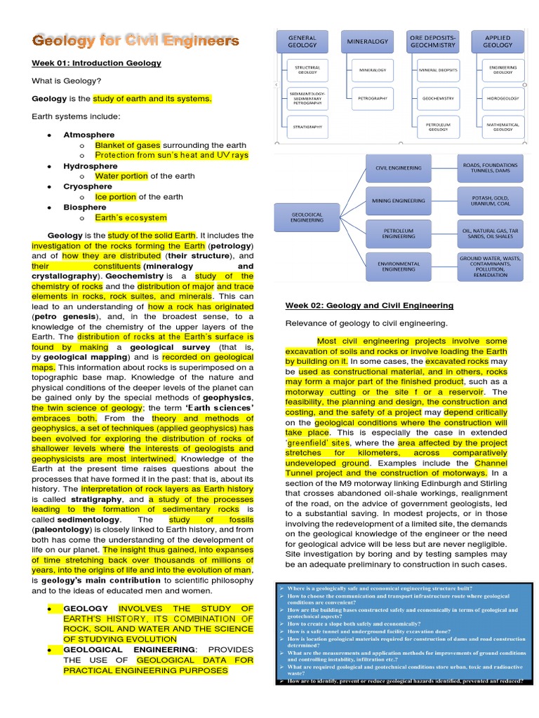 Geology For Civil Engineers | PDF | Geology | Rock (Geology)