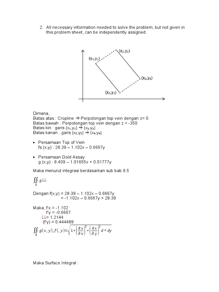 Solving surface integral problem to estimate gold resource | PDF
