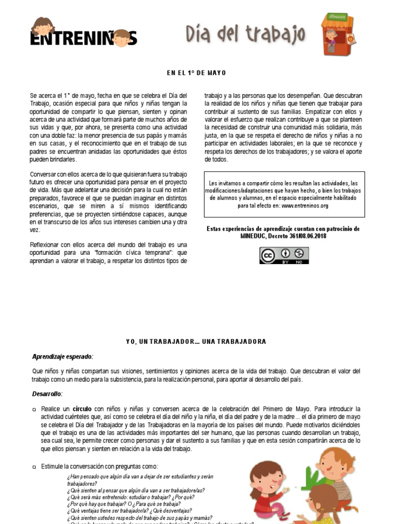 Actividades del Día del Trabajador para Niños | PDF | Trabajo infantil ...