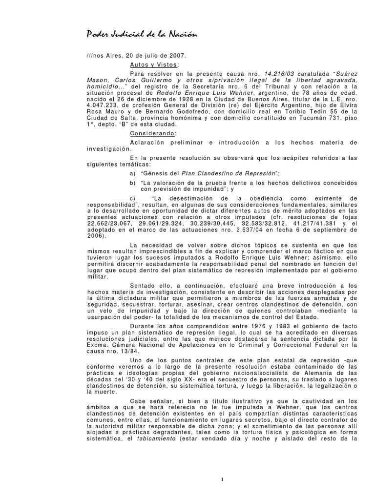Suarez Mason, Carlos Guillermo S Procesamiento | PDF | Estado (política ...