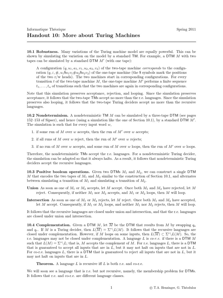 Handout 10 | PDF | Theory Of Computation | Computability Theory