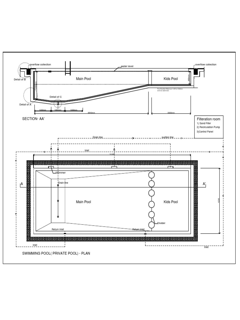 Swimmg Pool Drawing | PDF | Water | Equipment