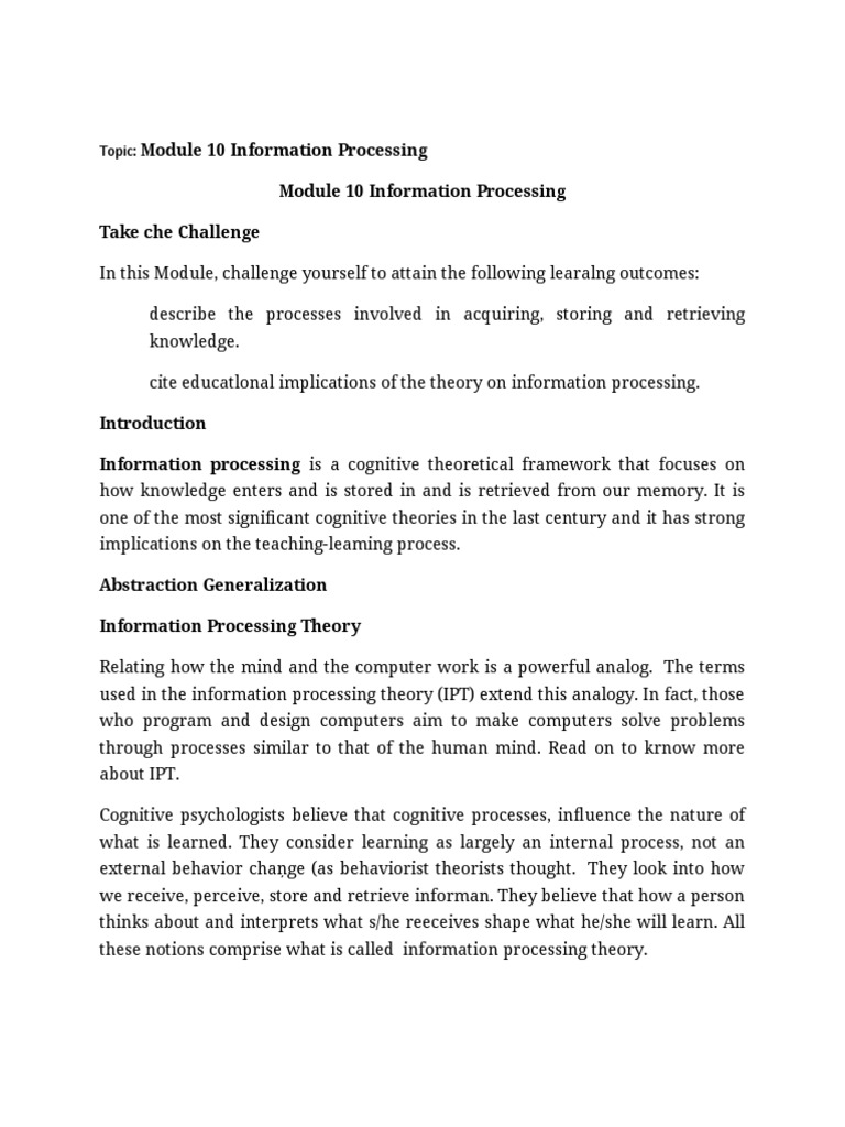 Module 1-WPS Office | PDF | Memory | Information Processing