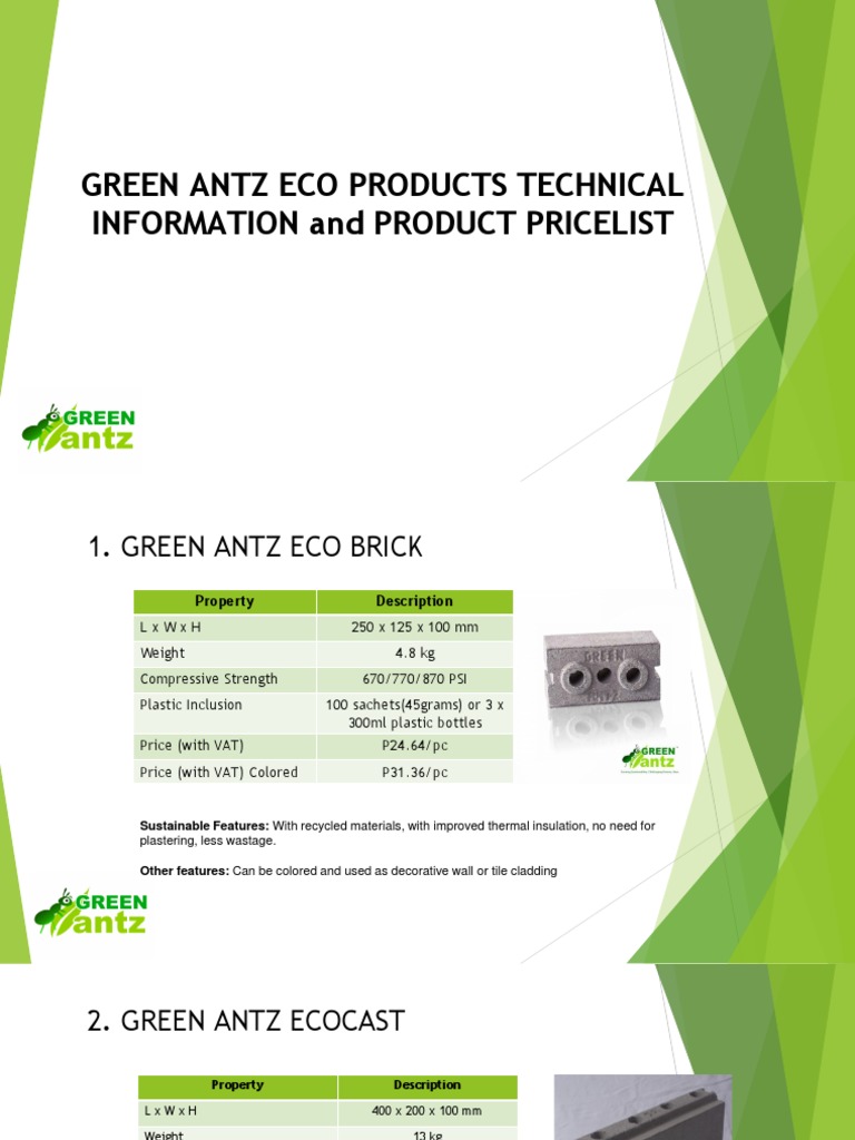 Green Antz Eco Products Technical Information and Product Pricelist ...