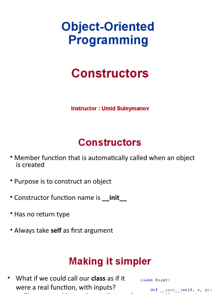 Topic 4 Constructors And Object Creation Pdf Programming Constructor Object Oriented