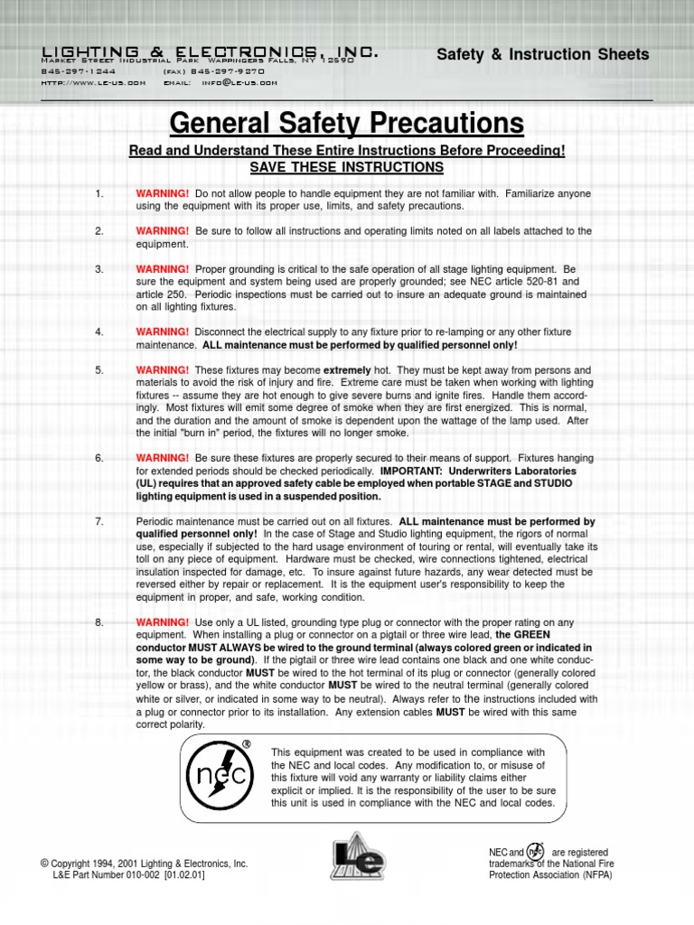 General Safety Precautions | PDF | Electrical Connector | Electricity