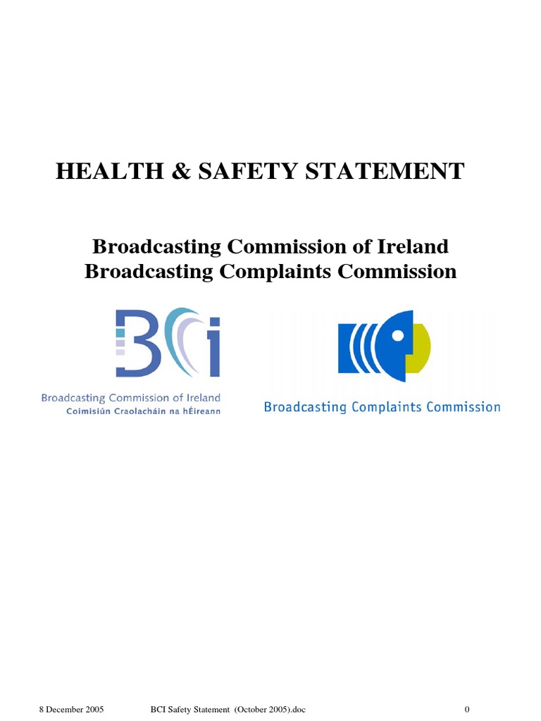 BCI Health & Safety Statement 2005 | PDF | Occupational Safety And ...