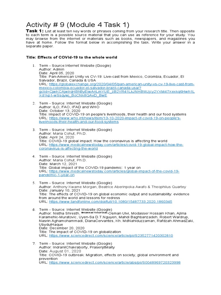 Jose Edunelle Molina - Activity # 9 (Module 4 Task 1) | PDF | Health ...