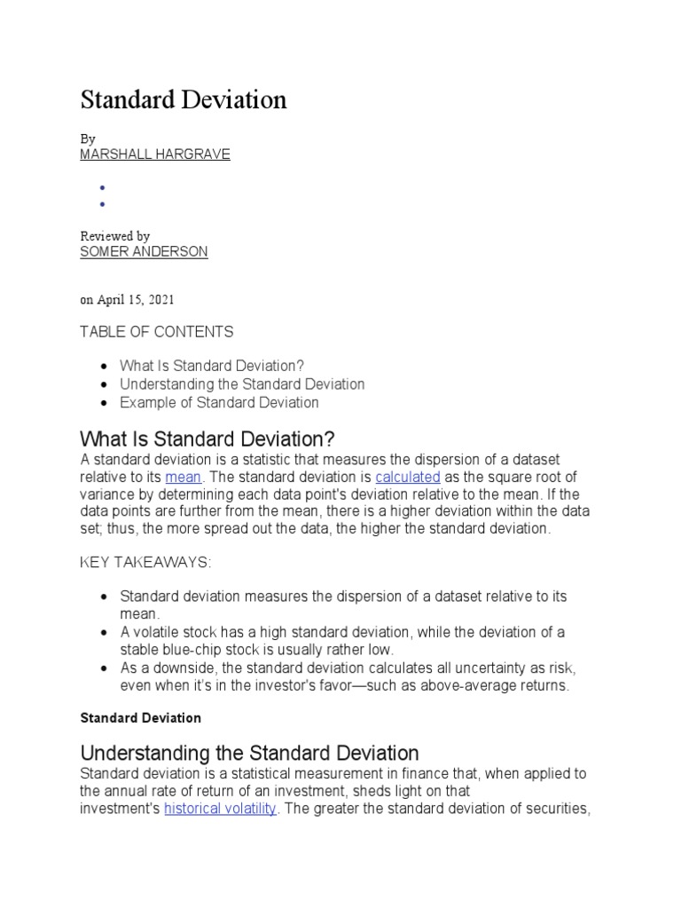 What Is Standard Deviation? | PDF | Standard Deviation | Stock Market Index