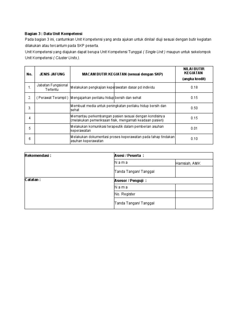 Unit Butir Kegiatan UKOM | PDF