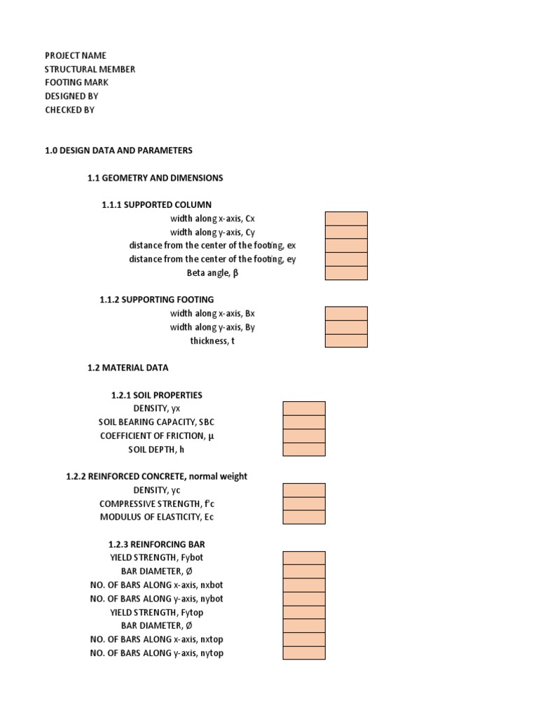Decastro-Footing Design Template-Draft1 | PDF | Strength Of Materials ...
