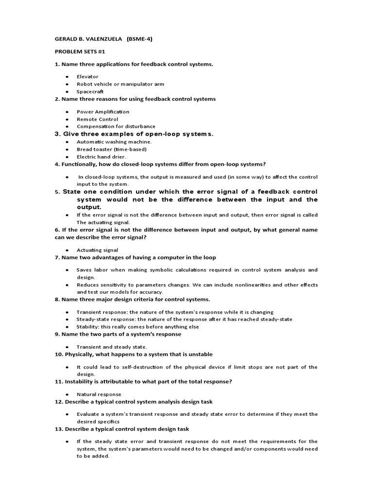 Give Three Examples of Open-Loop Systems | PDF | Control Theory ...