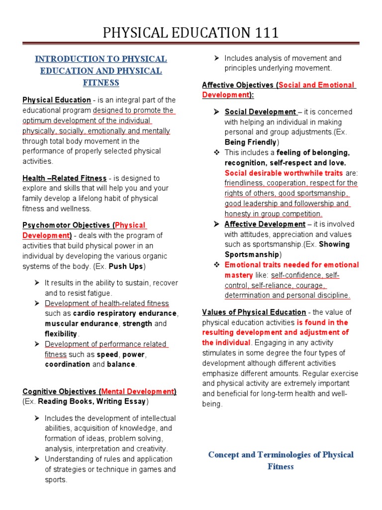 Introduction To Physical Education and Physical Fitness | PDF ...