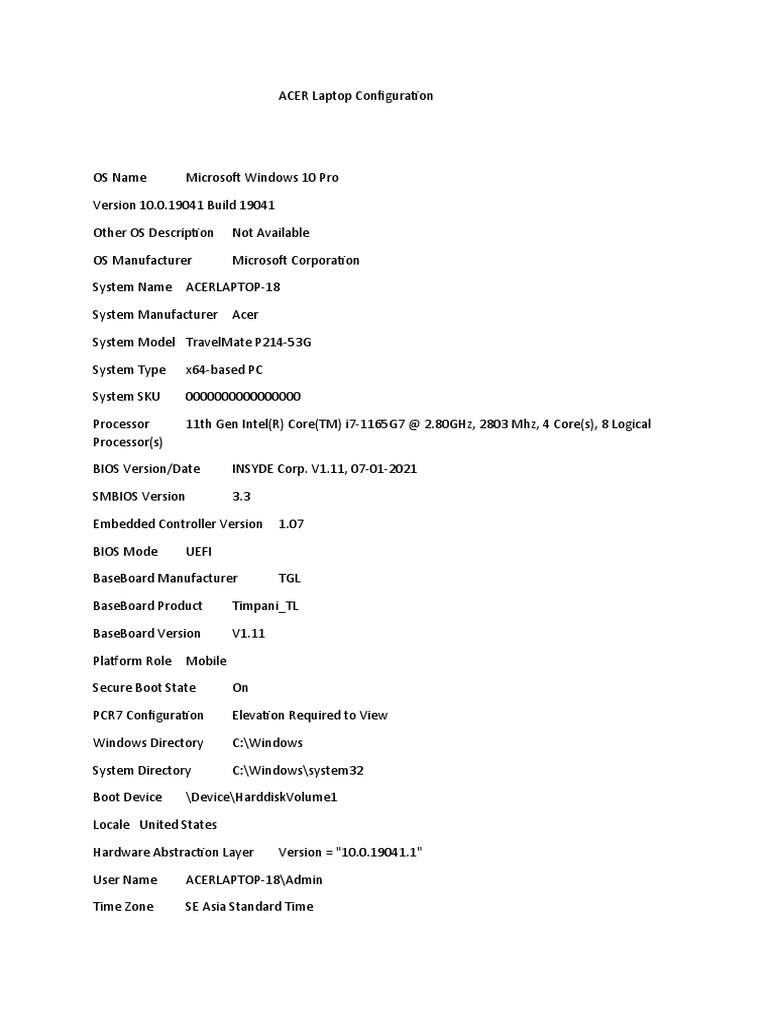 Acer TravelMate P214-53G Configuration | PDF