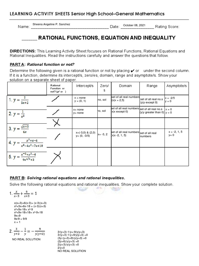 Rational Functions, Equation and Inequality: LEARNING ACTIVITY SHEETS ...