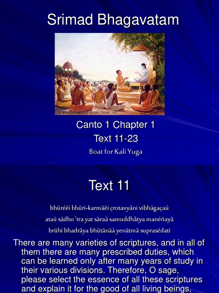 Srimad Bhagavatam: Canto 1 Chapter 1 Text 11-23 Boat For Kali Yuga | PDF | Transcendence ...