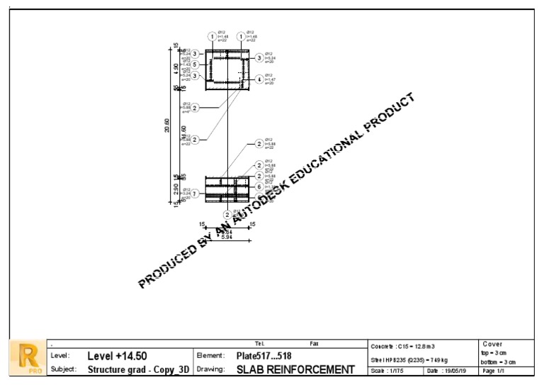 Story 4 Roof Slab Drawing | PDF | Civil Engineering | Materials
