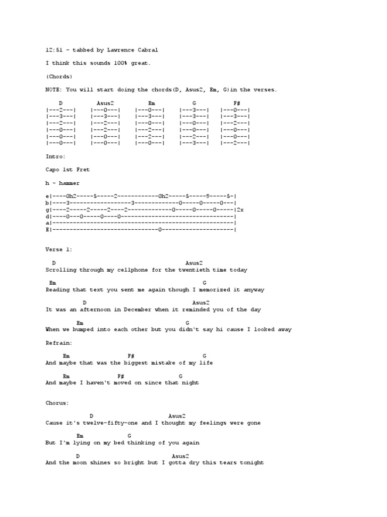 12 51 Tabs | PDF | Song Structure | Musical Forms