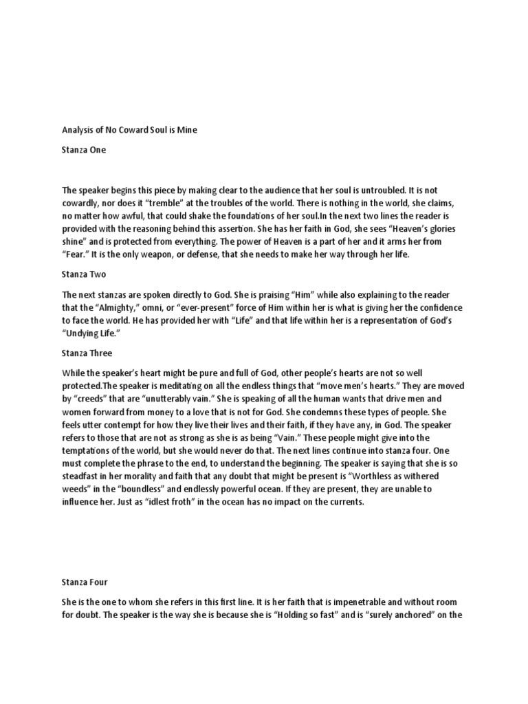 Analysis of "No Coward Soul is Mine" | PDF | Emily Brontë | Charlotte ...