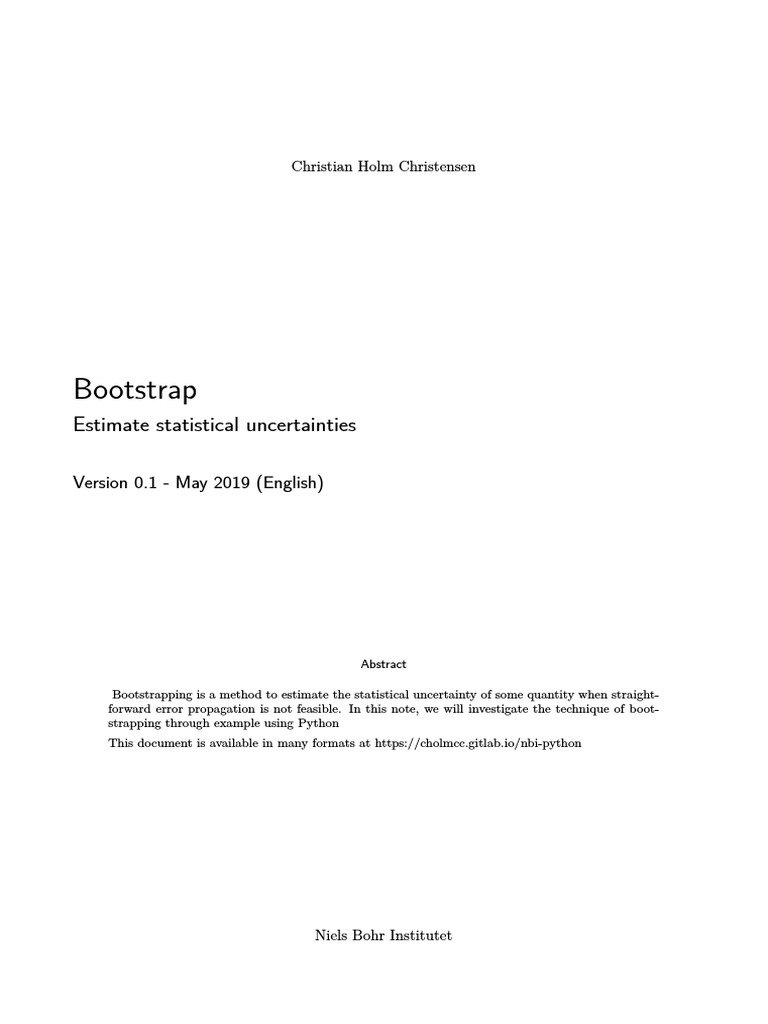 Bootstrap: Estimate Statistical Uncertainties | PDF | Confidence Interval | Resampling (Statistics)