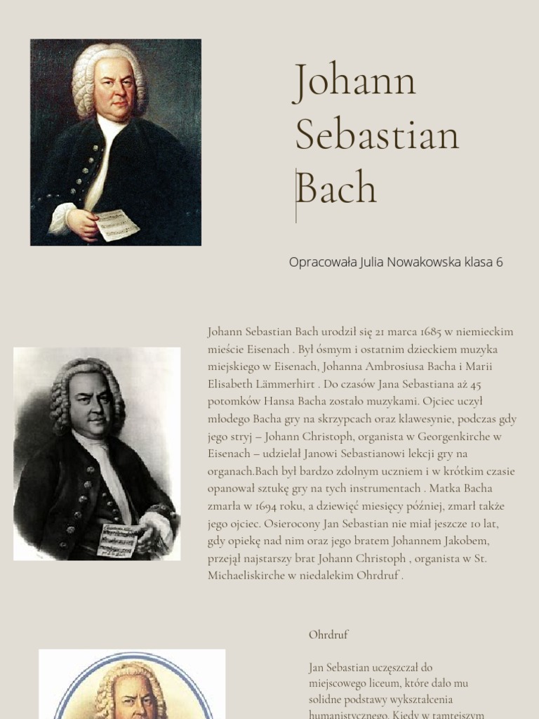Johann Sebastian Bach Prezentacja | PDF