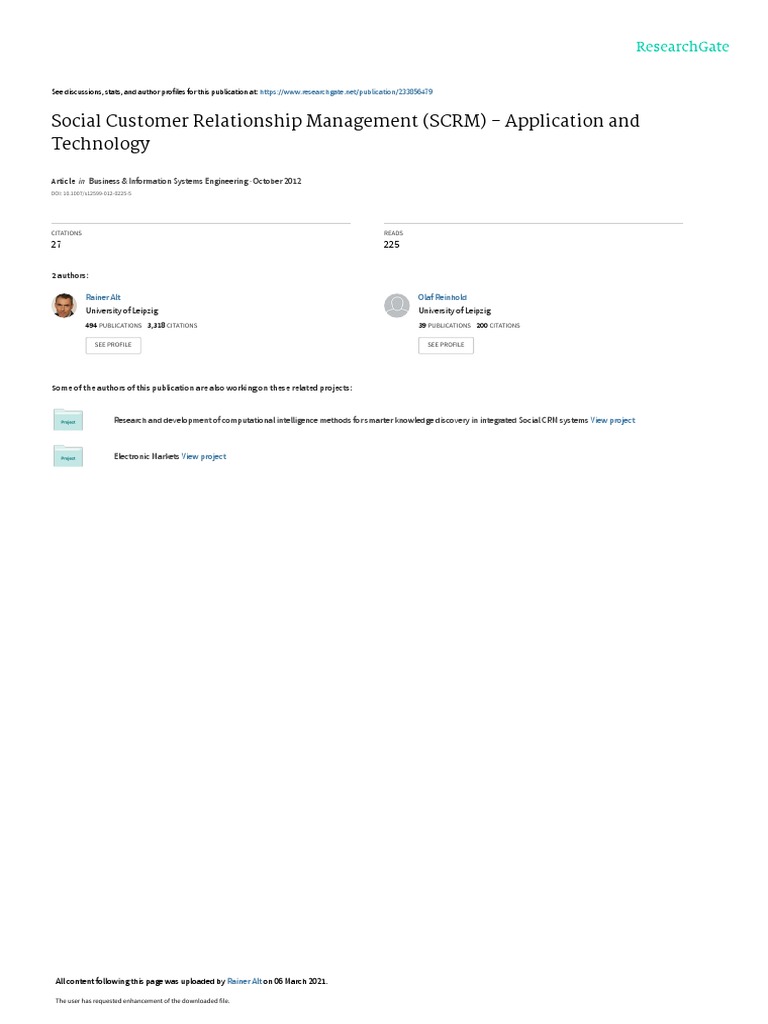 Social Customer Relationship Management (SCRM) - Application and ...