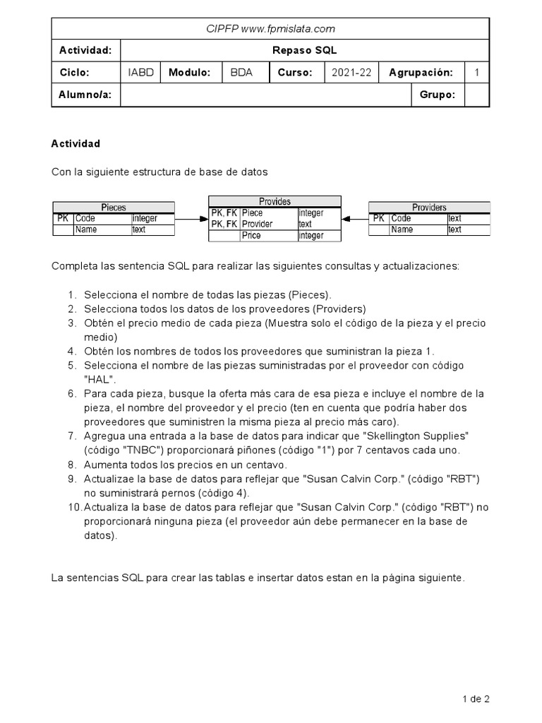 Act SQL 01 | PDF | SQL | Modelo de datos