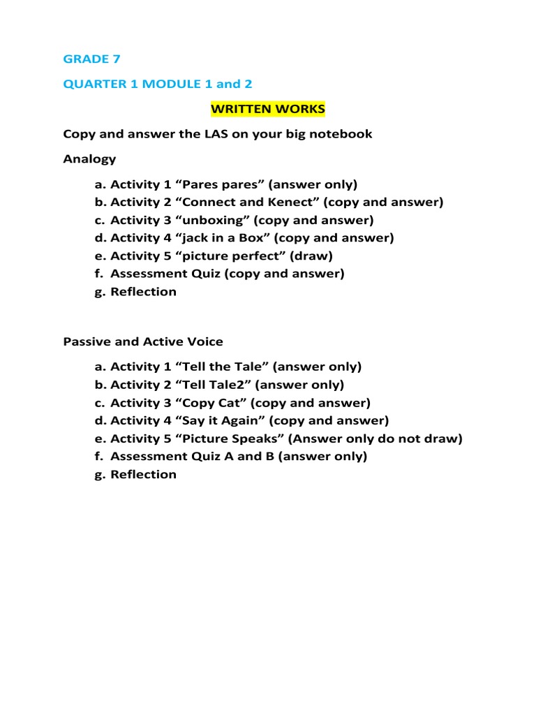 Grade 7 Quarter 1 Module 1 and 2 | PDF | Teaching Methods & Materials