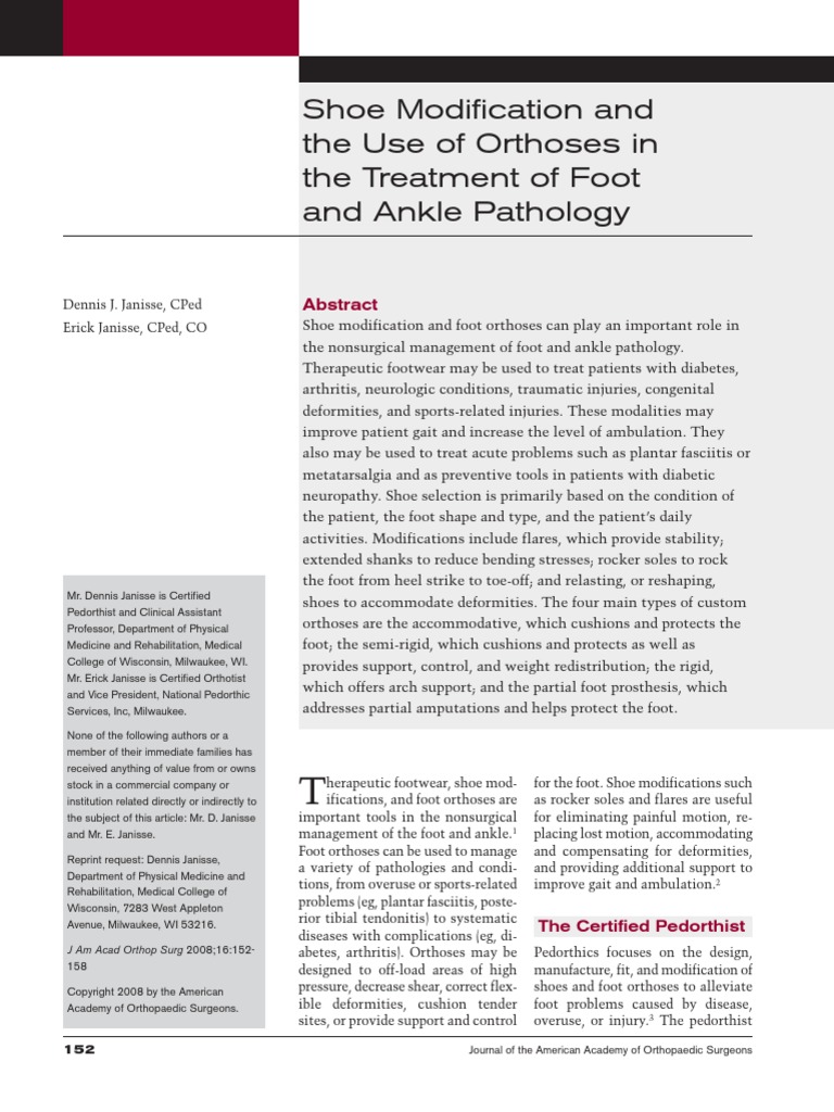 Shoe Modification and The Use of Orthoses in The Treatment of Foot and ...