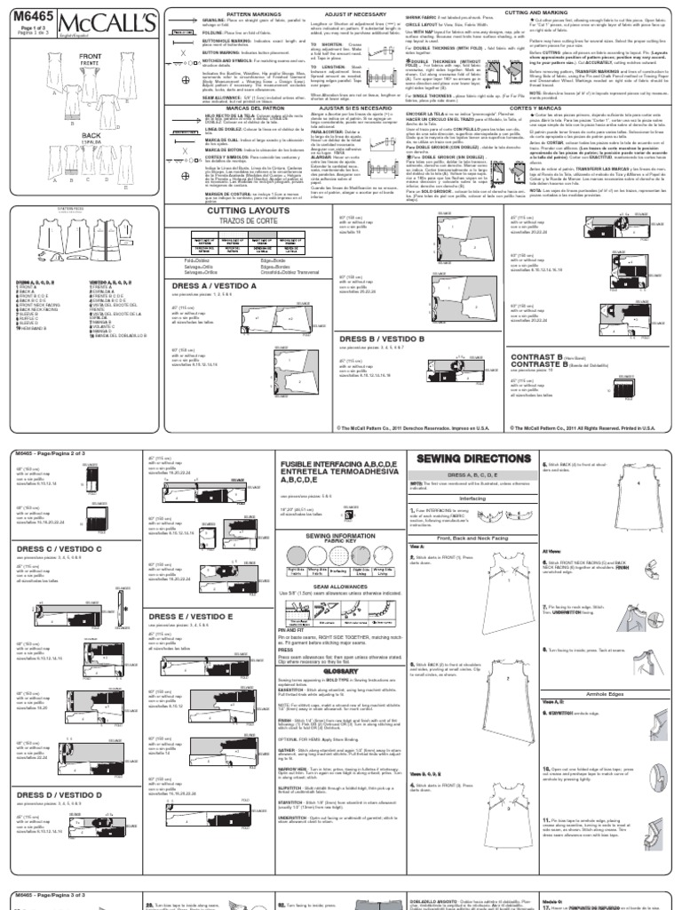 Cutting Layouts: Dress A / Vestido A | PDF | Seam (Sewing) | Textile Arts