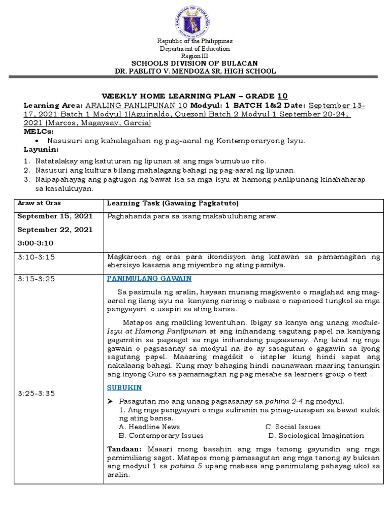 WHLP Q1 Week 1 | PDF