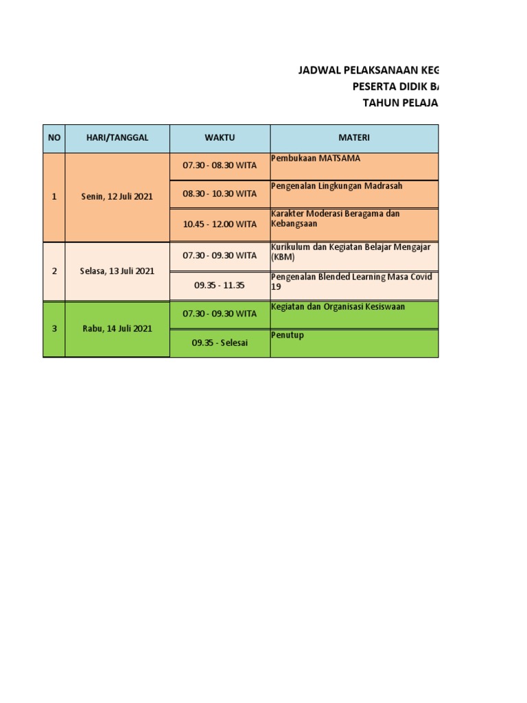 Jadwal MATSAMA MAN 1 Poso | PDF