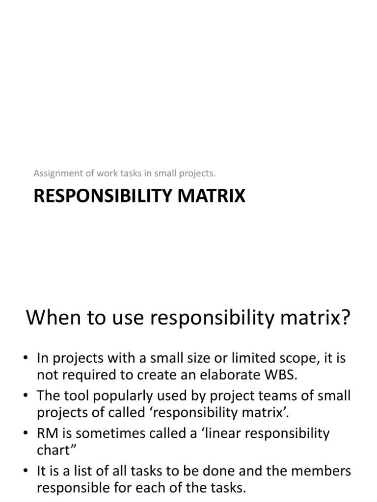 Responsibility Matrix | PDF