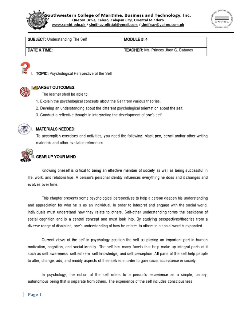 Psychological Perspective of The Self | PDF | Id | Archetype