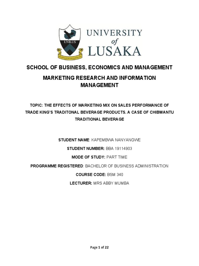 Effects of Marketing Mix On Sales Performance (BSM 340 Assignment ...
