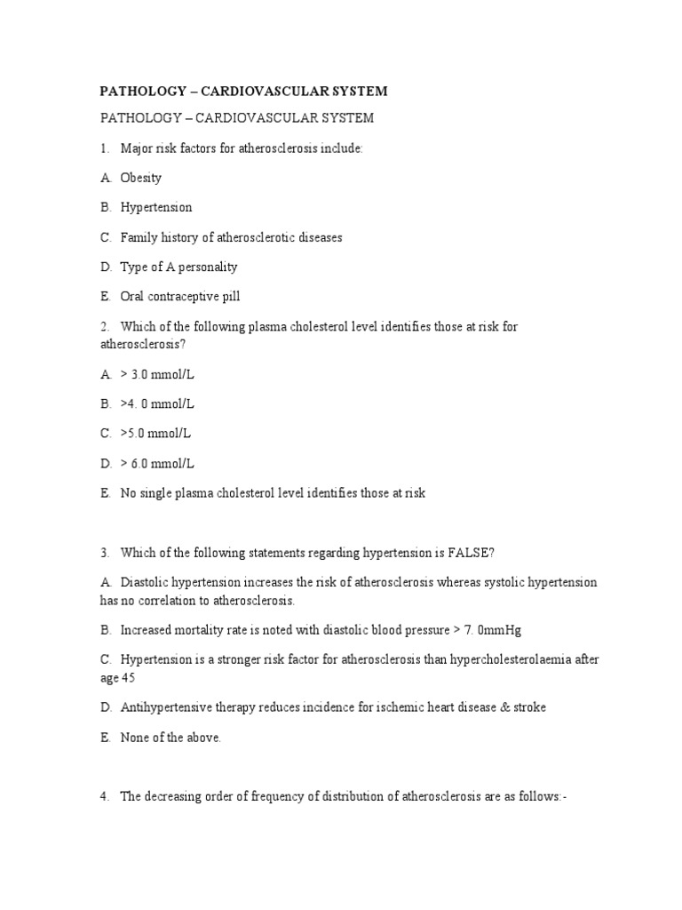 Pathology - Cardiovascular System | PDF | Atherosclerosis | Myocardial ...