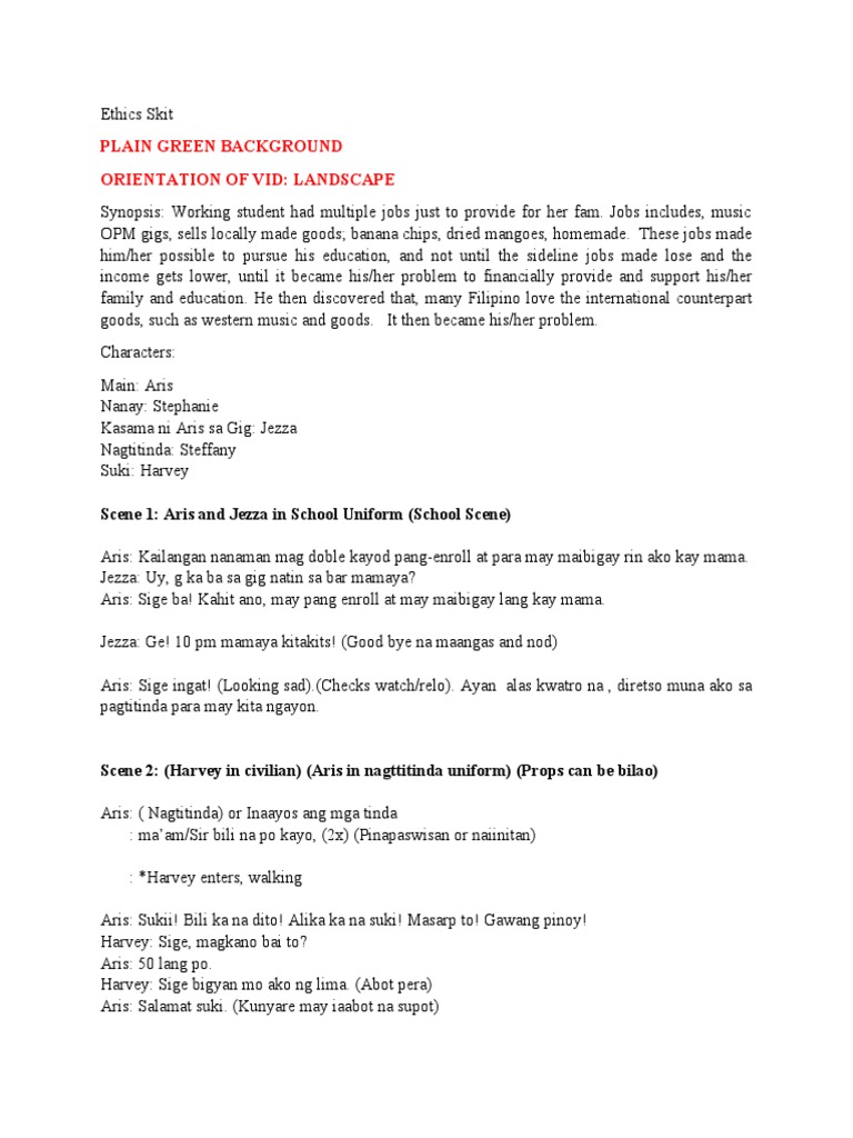 Ethics Skit Script Hehe | PDF