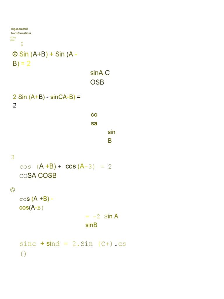 Trig Transformations | PDF | Sine | Trigonometric Functions