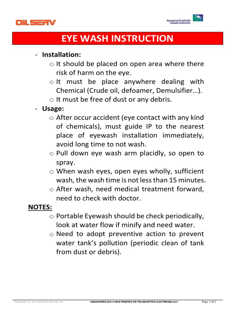 Eye Wash Station Usage Instructions | PDF