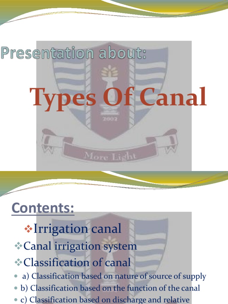Classification of Canal | PDF | Canal | Drainage Basin
