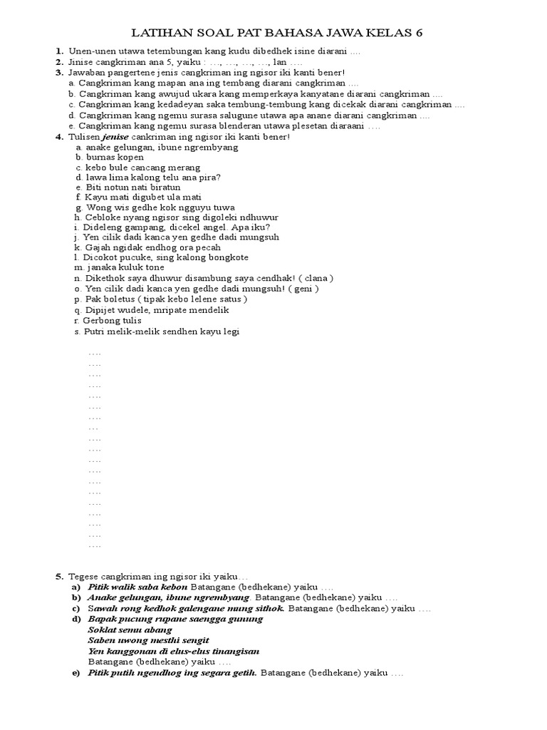 Latihan Soal Pat BJW | PDF