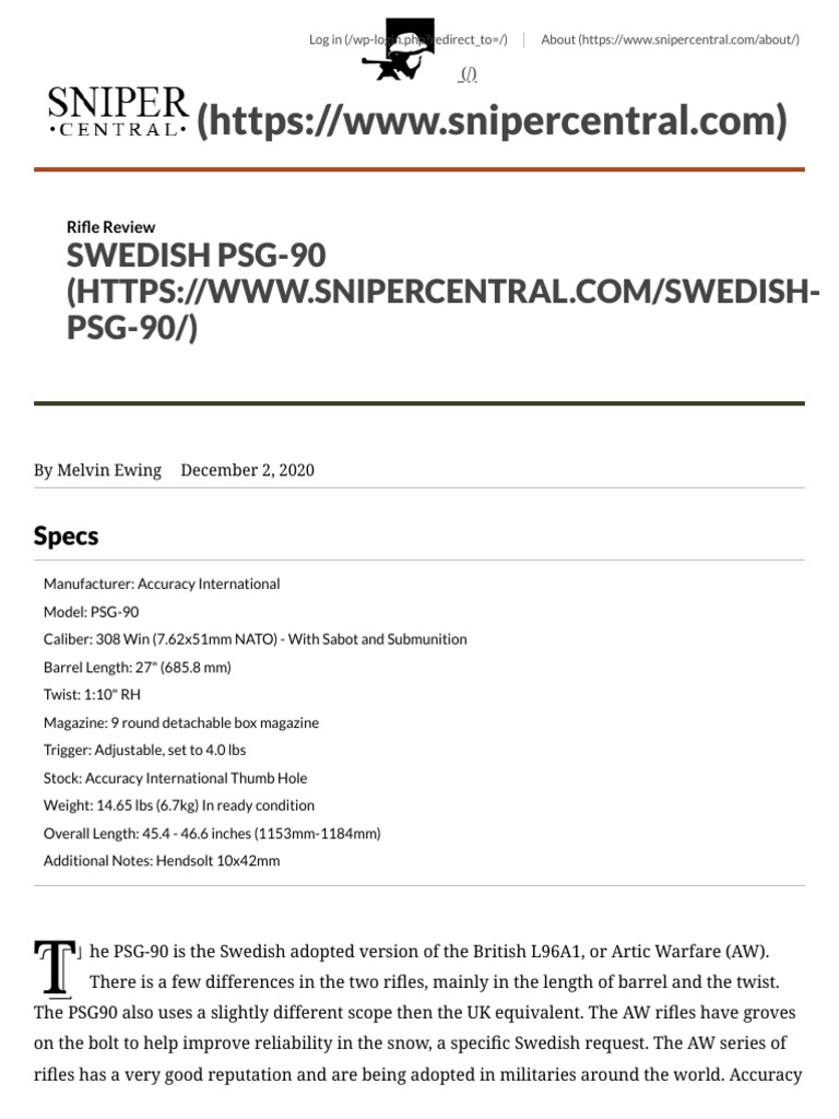 Swedish PSG-90 - Precision Sniper Rifle | PDF | Tools | Firearms