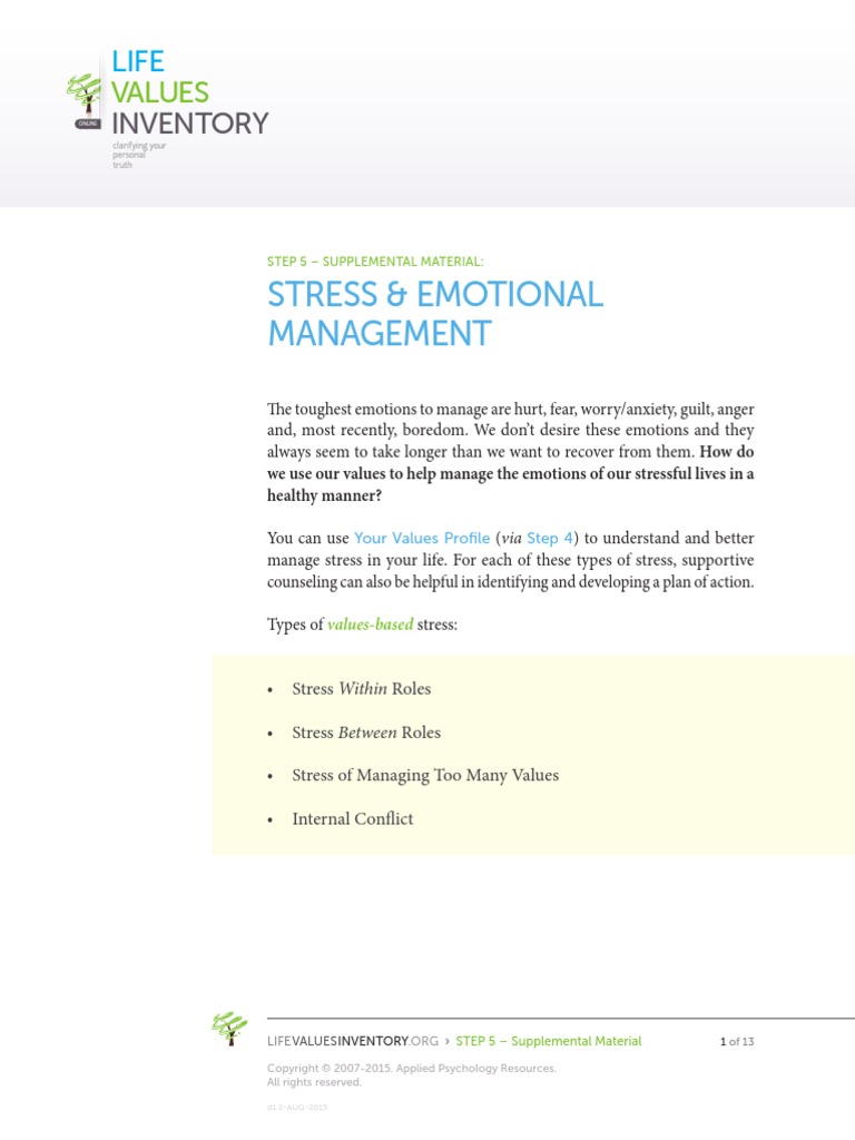 Stress and Emotional Management | PDF | Stress (Biology ...
