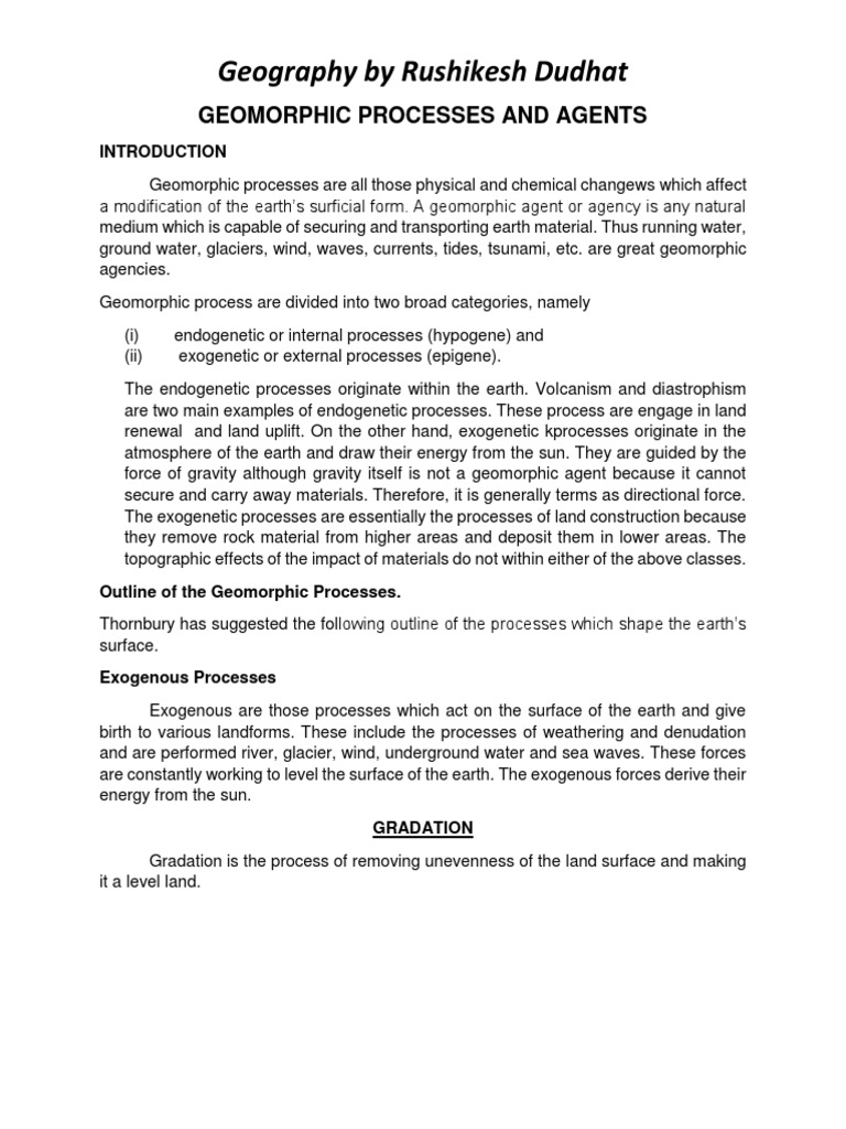 Geography by Rushikesh Dudhat: Geomorphic Processes and Agents | PDF ...