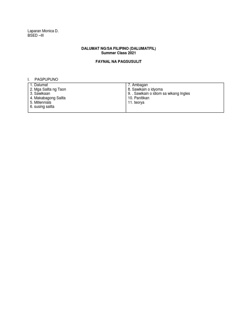 Laparan Monica D.docx Dalumat Finals | PDF