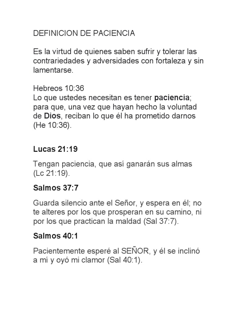 Definicion de Paciencia | PDF | Paciencia | Teología