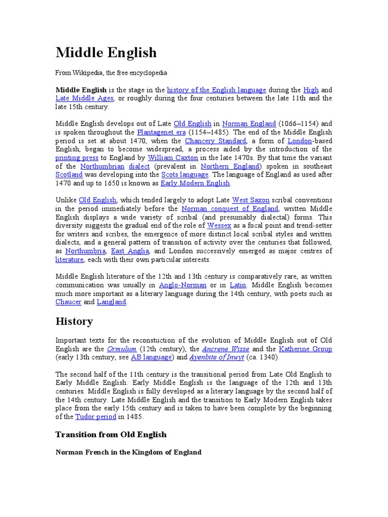 Middle English | PDF | English Language | Middle English Literature