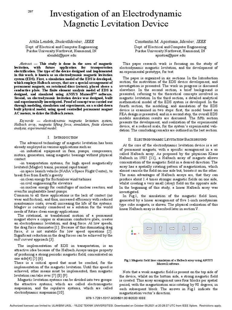 Investigation of An Electrodynamic Magnetic Levitation Device | PDF | Electric Motor | Magnetic ...